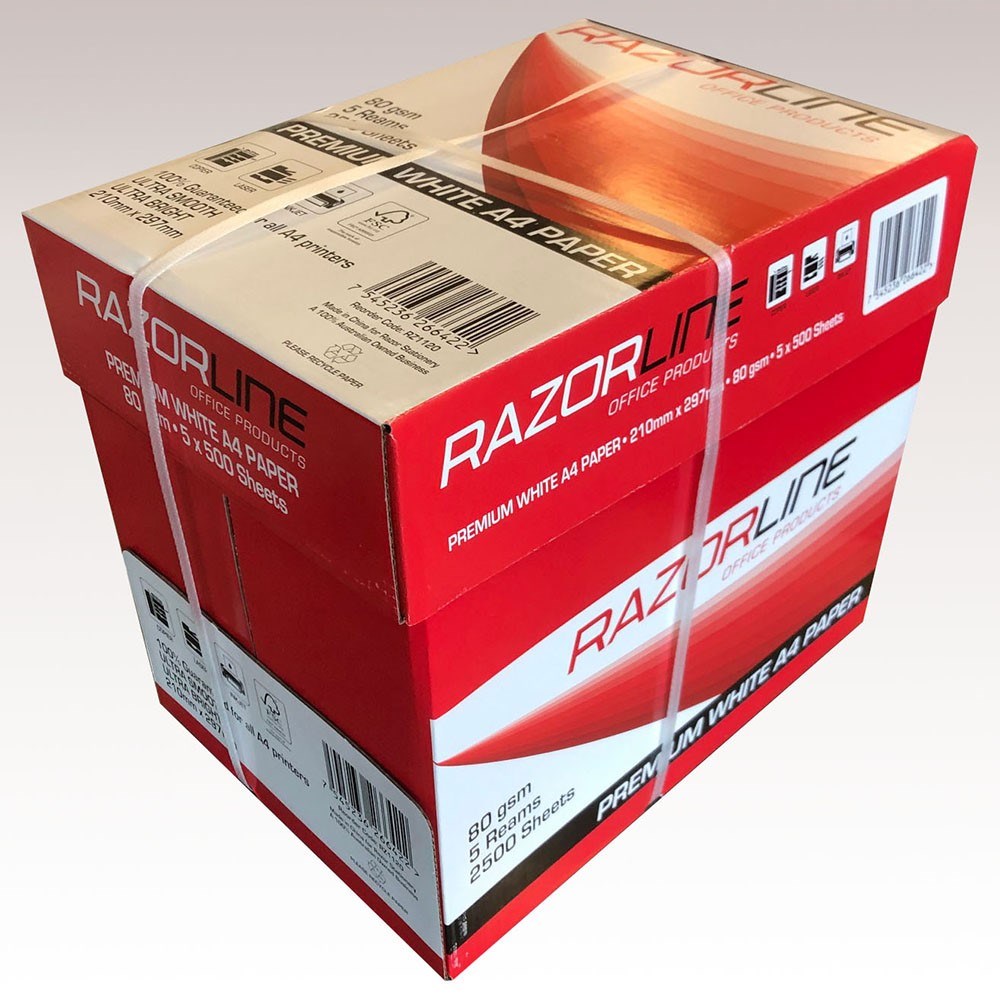 Paper - RAZOR A4 80GSM WHITE COPY PAPER MIN BUY OF 5 REAMS - Office Mart