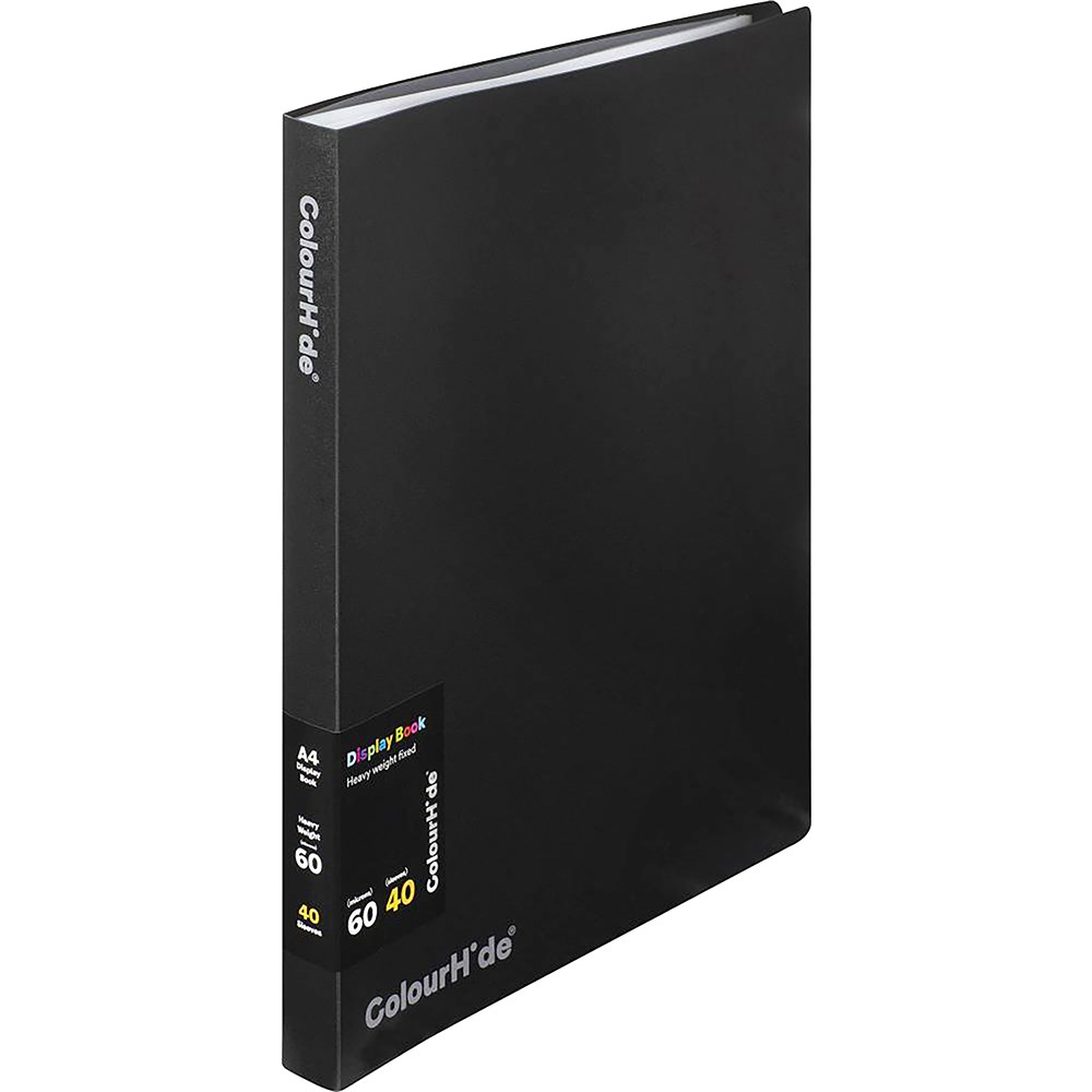 Filing & Storage - Colourhide Fixed Display Book A4 40 Sheets Black ...