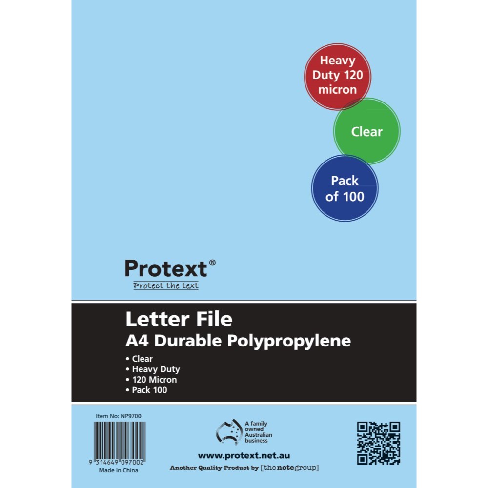 Files - Protext Letter Files A4 Polypropylene Clear Pack Of 100 - Office Mart