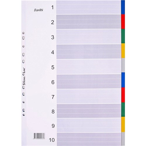 Dividers - Bantex Divider A3 10 Tabs Portrait Assorted - Office Mart