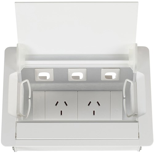 Office Furniture - Rapid Power Module Table Box 2GPO white - Office Mart
