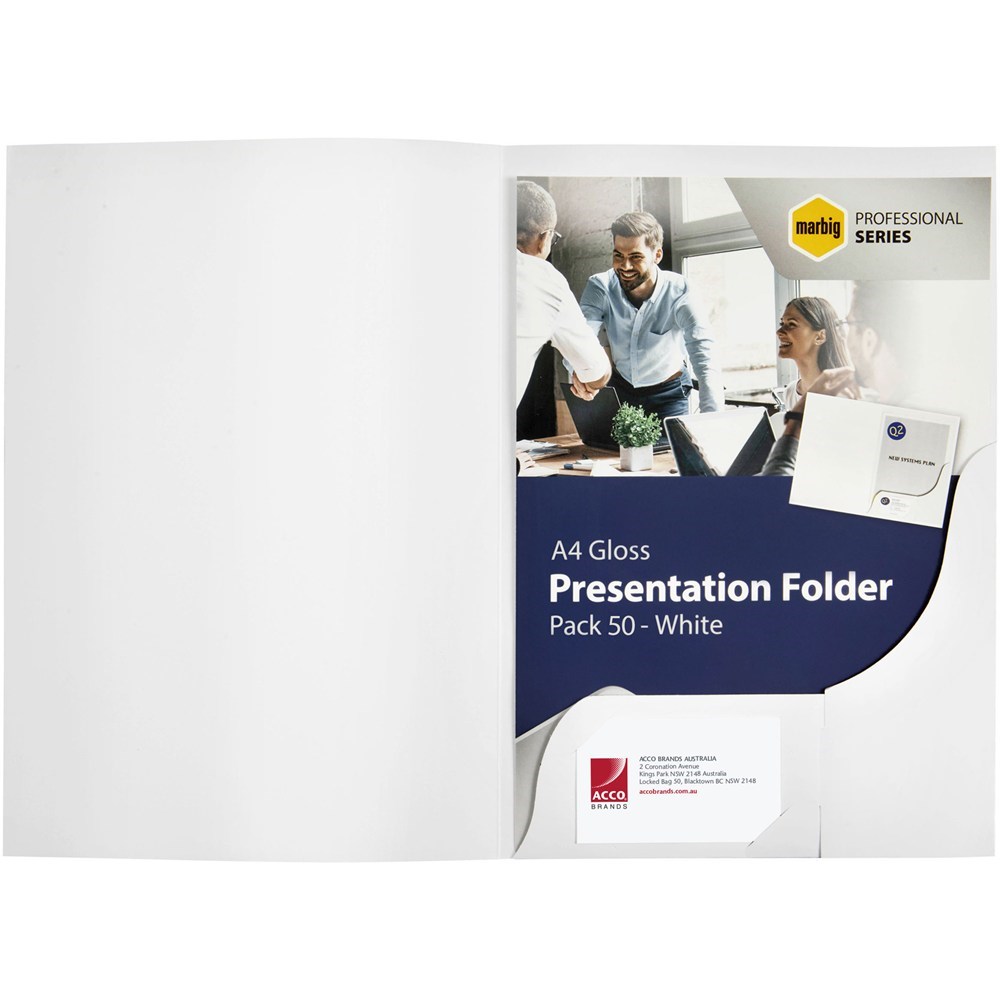 Files - WHITE GLOSS PRESENTATION FOLDERS A4 PK50 - Office Mart