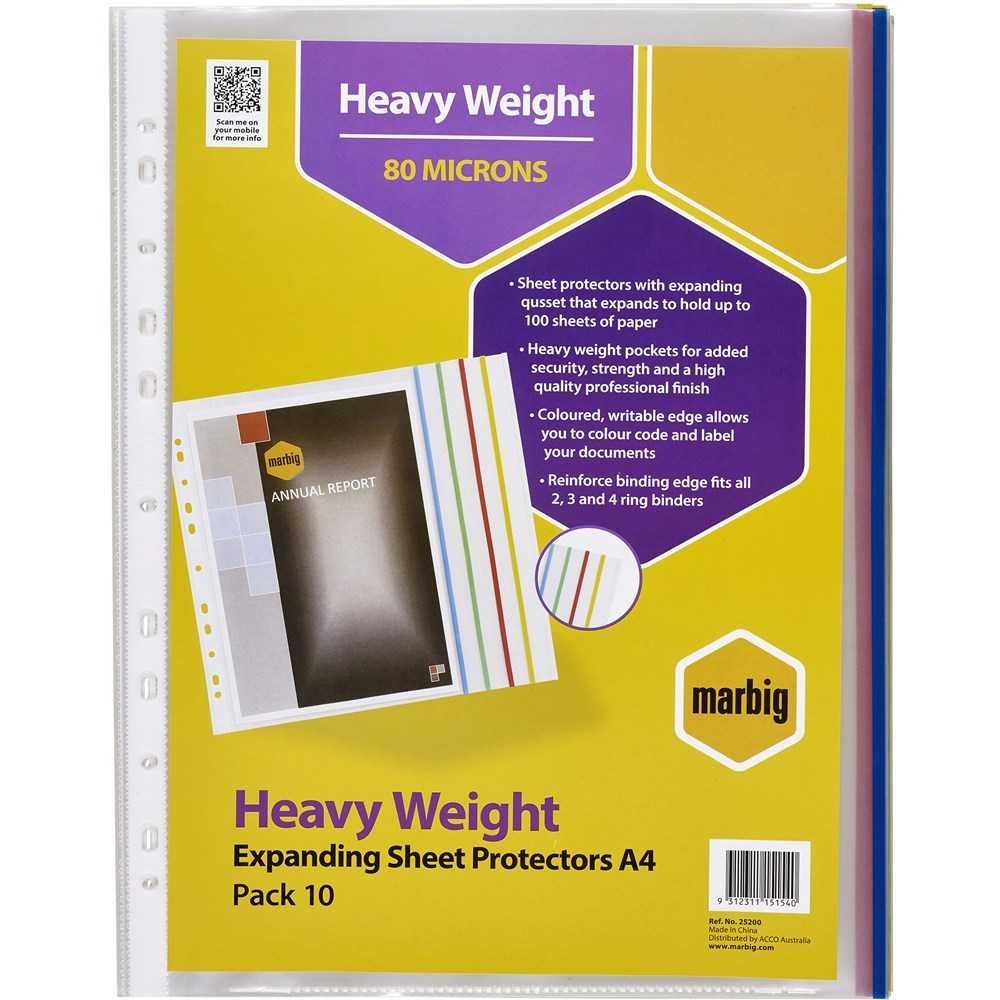 Files - MARBIG COPYSAFE SHEET PROTECTORS A4 EXPANDING PACK PK10 HEAVY ...