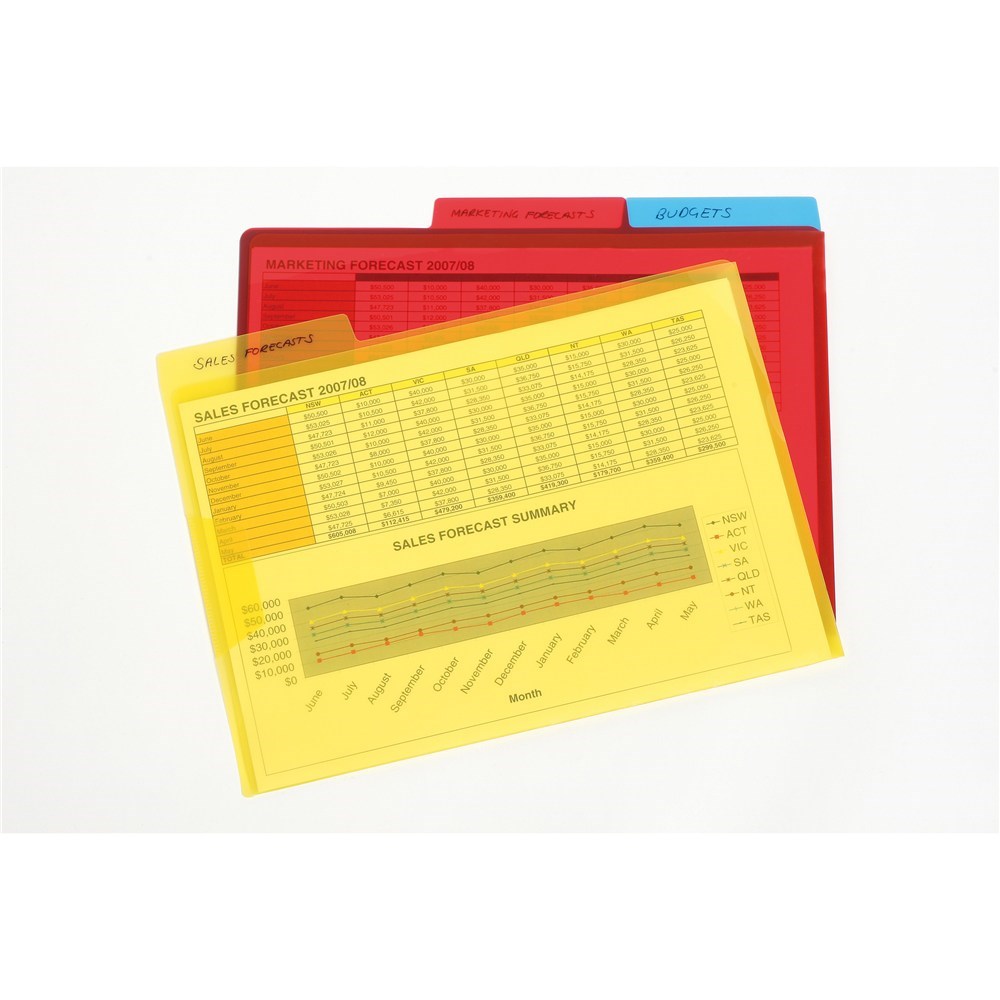 Files - MARBIG A4 LETTER FILE WITH TABS Assorted With Secure Flap PK3 ...